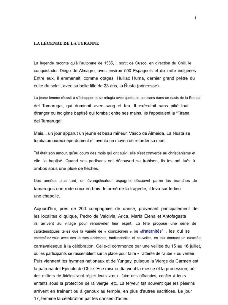 La Légende de la Ñusta Caporal | PDF | Chili