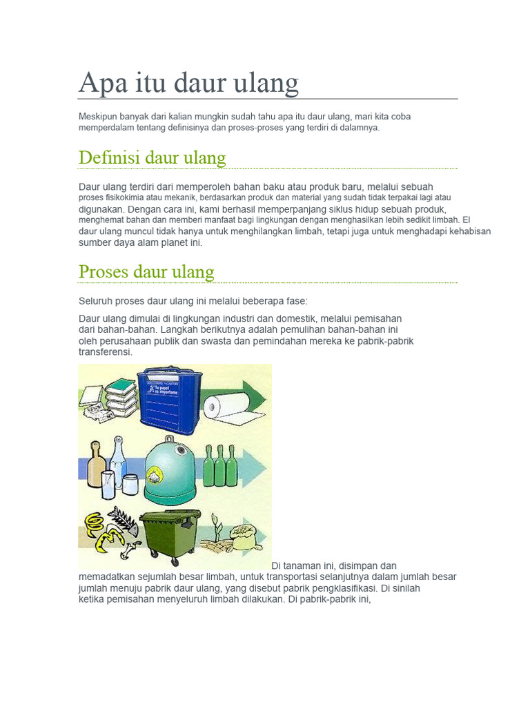 Proses dan Manfaat Daur Ulang | PDF