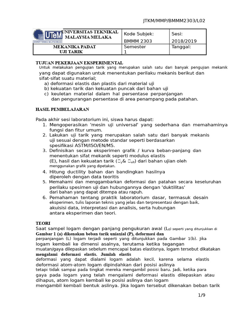 Uji Tarik dan Sifat Mekanik Material | PDF