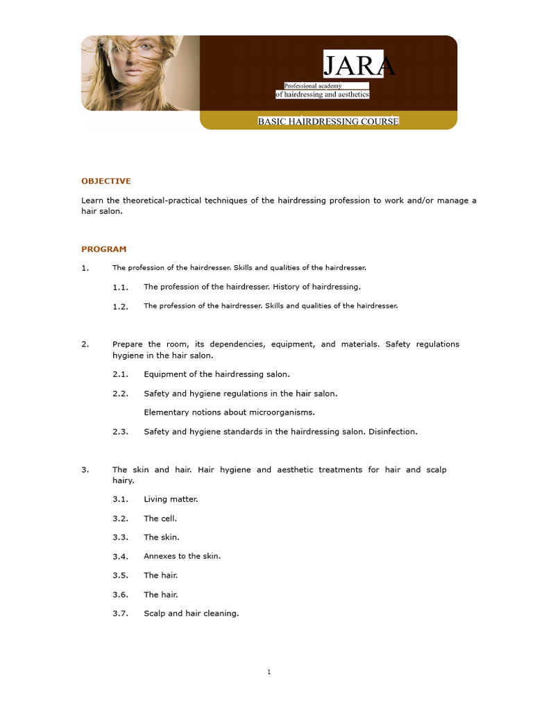 Basic Hairdressing Course Overview | PDF | Hairdresser | Hairstyle