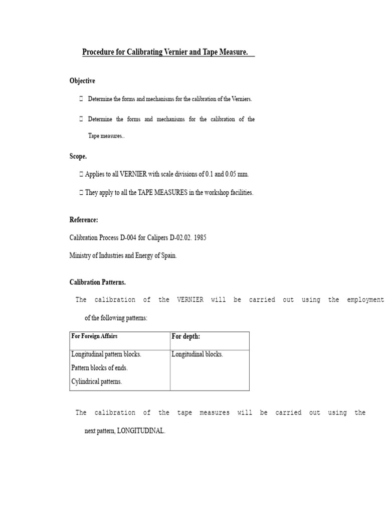 Vernier Caliper Calibration Guide | PDF