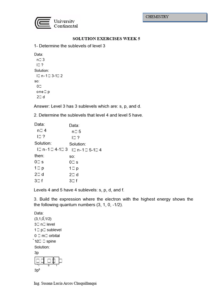 Chemistry Quantum Numbers and Sublevels | PDF | Atoms | Electron ...
