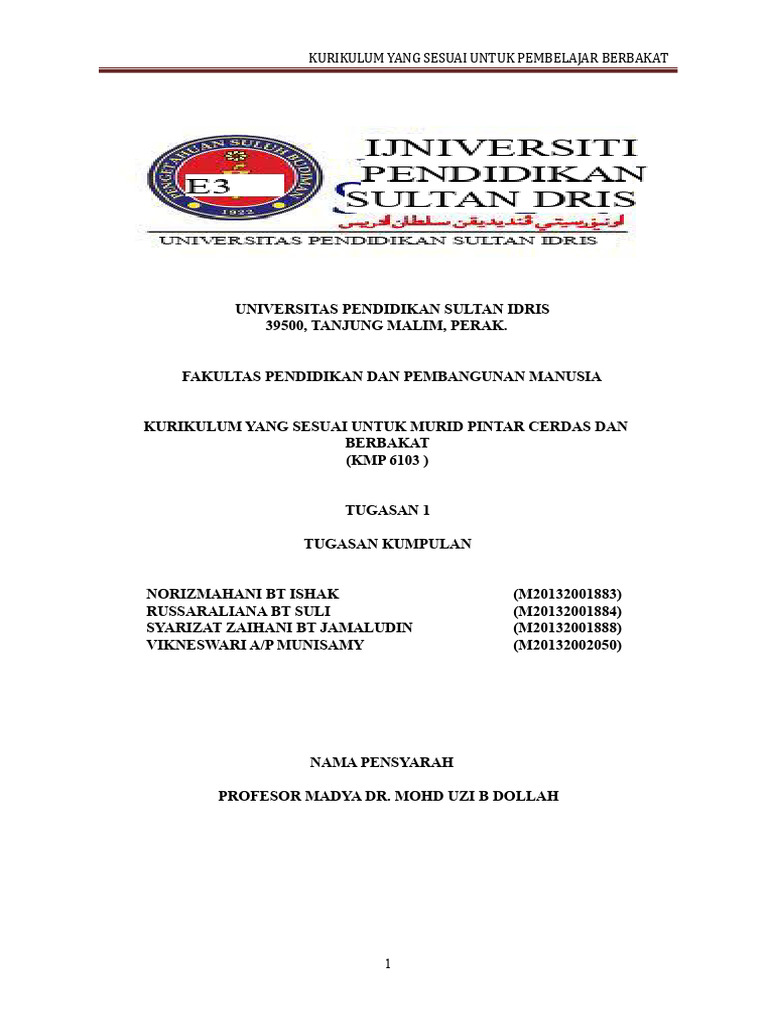 Kumpulan 6 Kurikulum yang Sesuai untuk Murid Pintar Cerdas | PDF