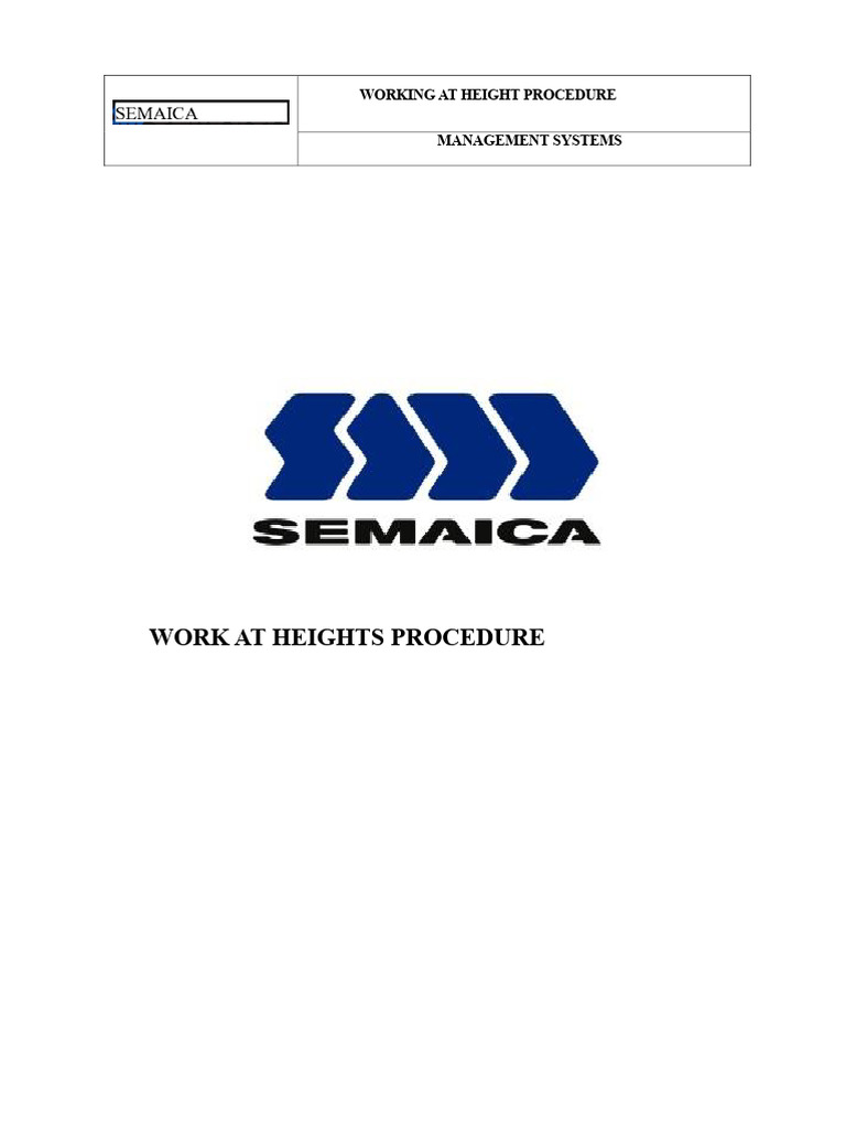 Working at Heights Procedure | PDF | Scaffolding | Safety