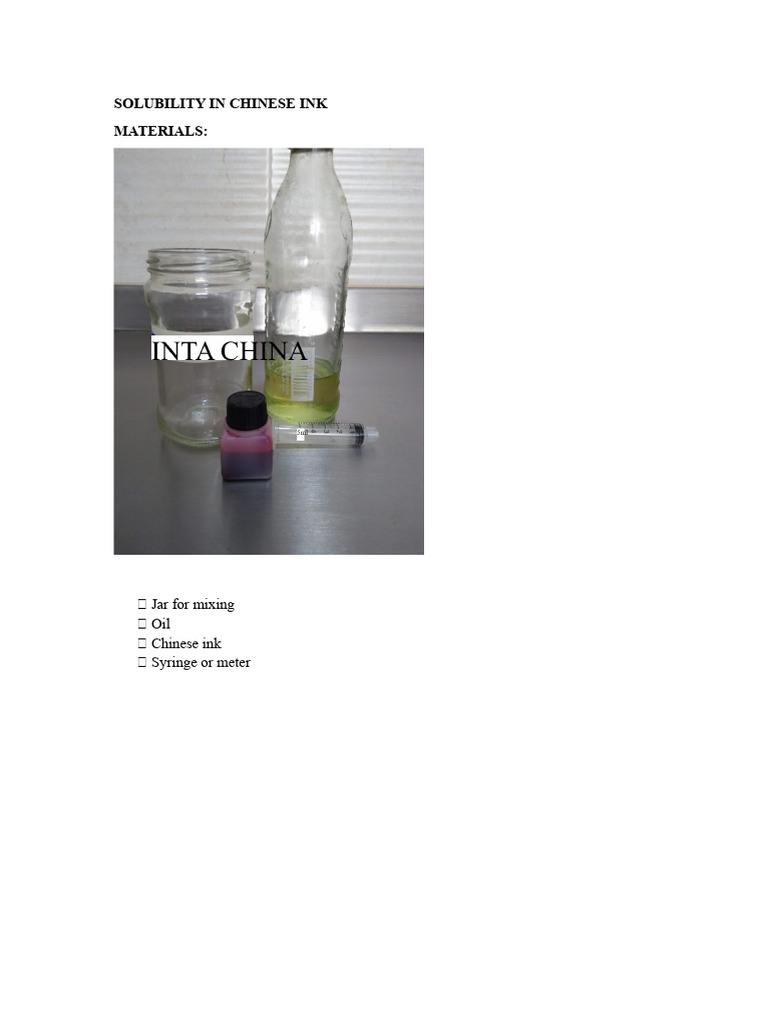Solubility in India Ink | PDF