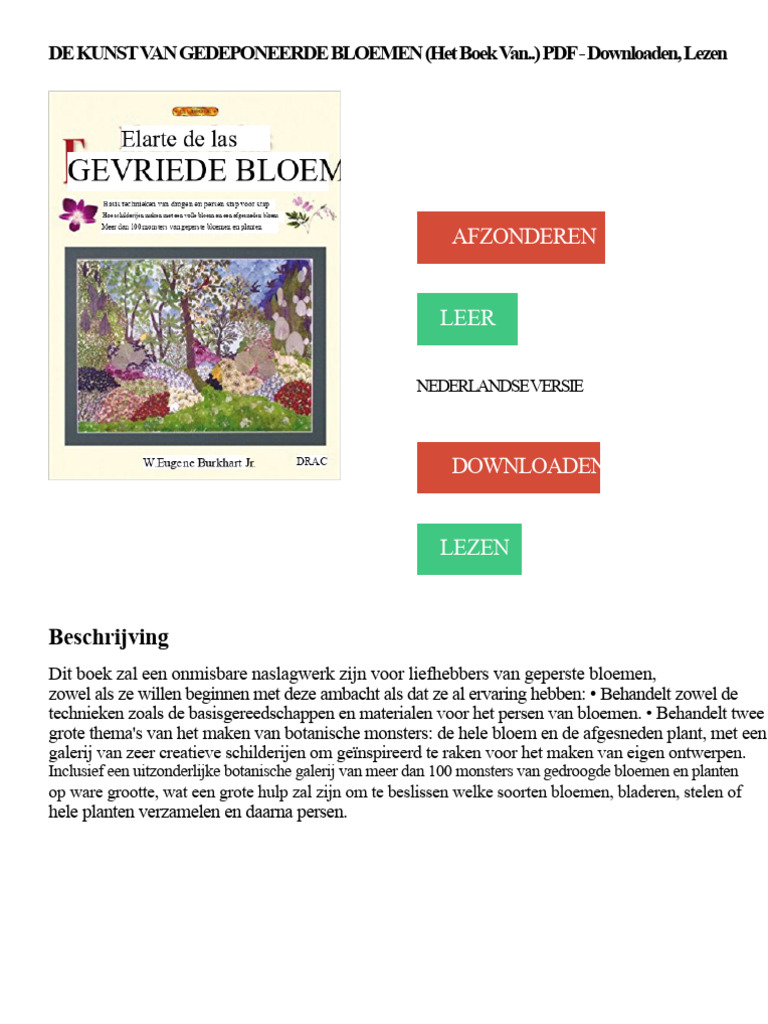 DE KUNST VAN GEDRUKTE BLOEMEN (Het Boek Van..) PDF - Downloaden, Lezen ...