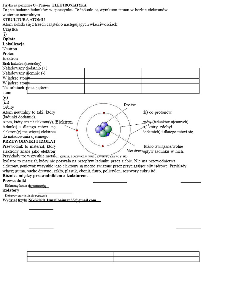 Fizyka S.4 - Elektrostatyka - Notatki Na Poziomie O | PDF