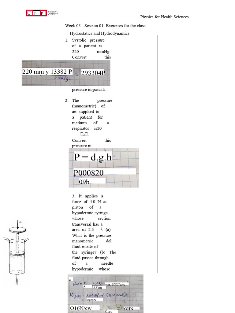 S05.s1 - Exercises. - PHYSICS | PDF | Pressure | Vein