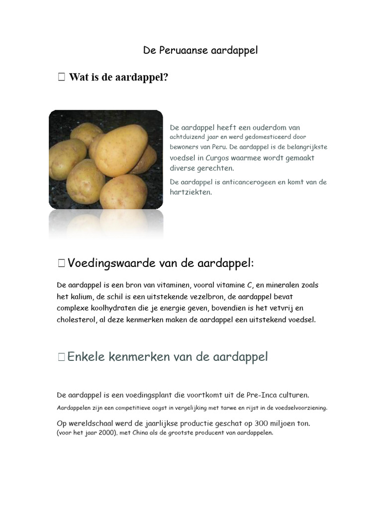 De Peruaanse Aardappel | PDF
