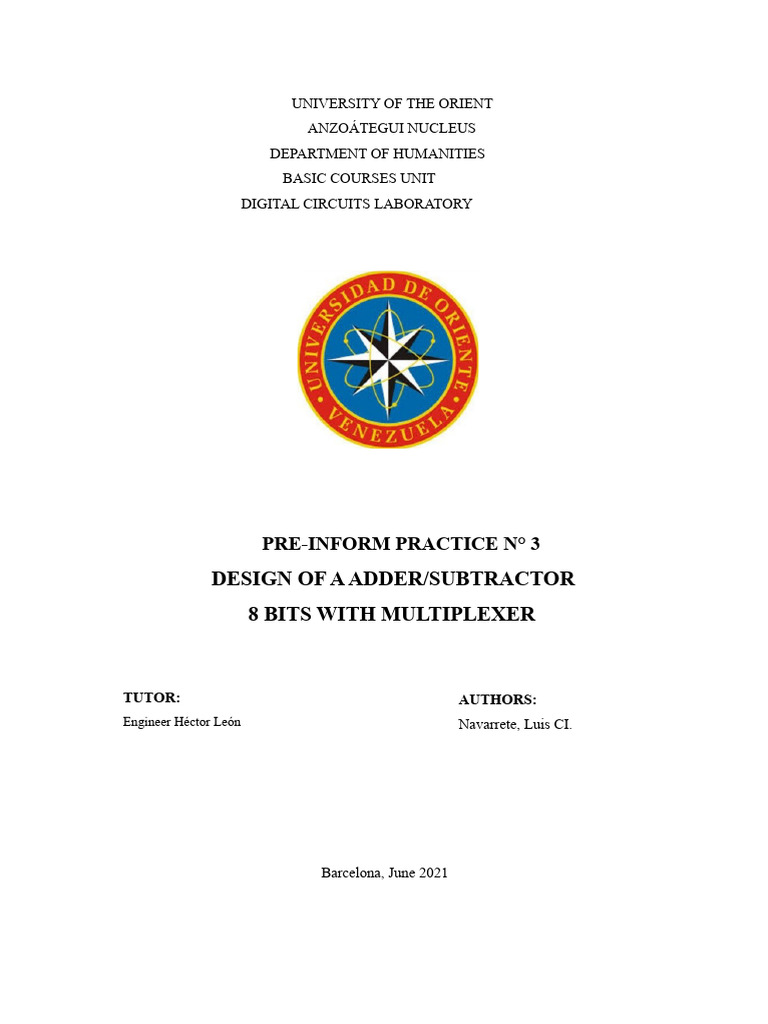 8-Bit Adder/Subtractor Design Guide | PDF | Arithmetic | Digital ...