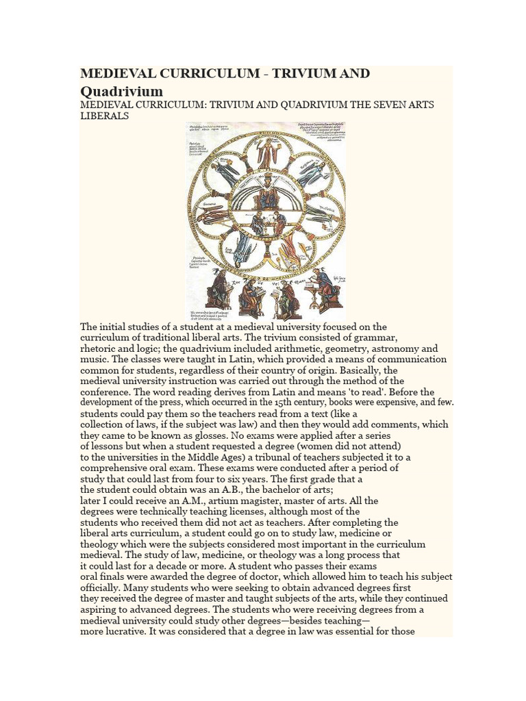 MEDIEVAL CURRICULUM | PDF | University | Liberal Arts Education