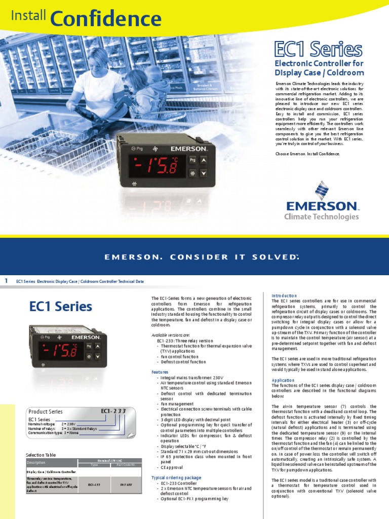 EC1 Series Electronic Controls | PDF | Thermostat | Relay