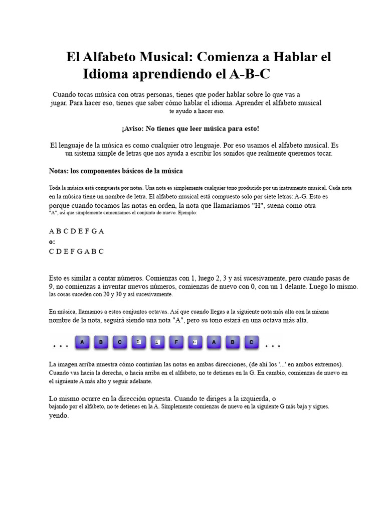 Introducción al Alfabeto Musical | PDF | Composiciones Musicales ...