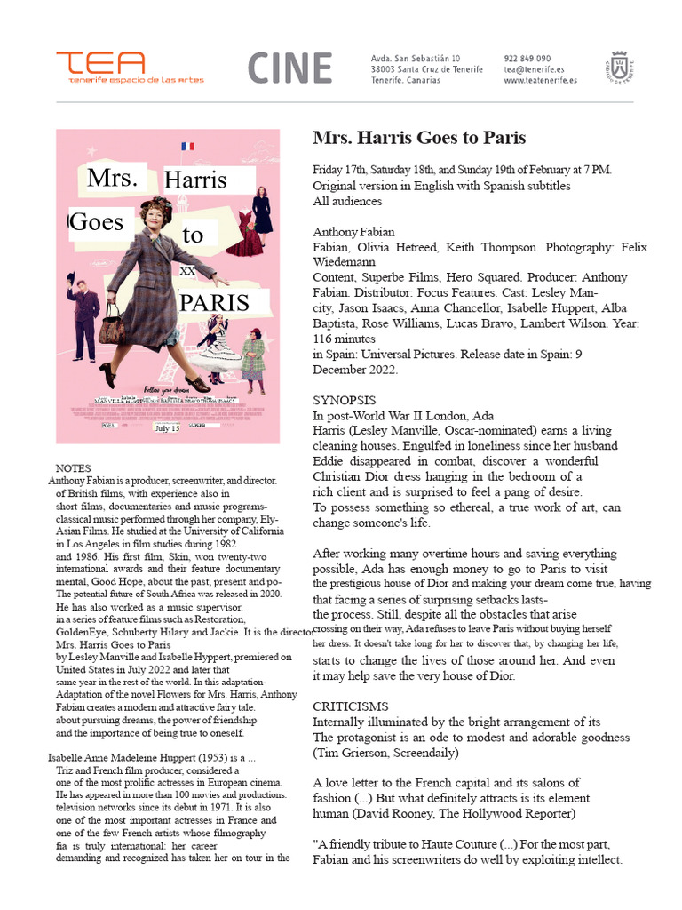 Mrs. Harris Goes to Paris: A Dream Pursued | PDF