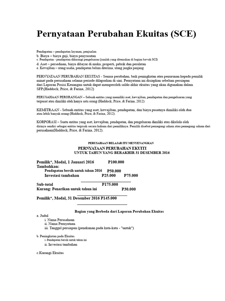 Pernyataan Perubahan Ekuitas 2016 | PDF