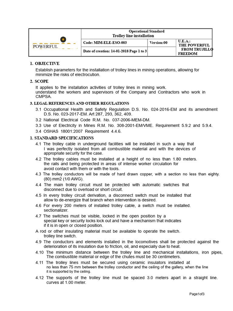 Trolley Line Installation Standards | PDF | Tram | Electricity