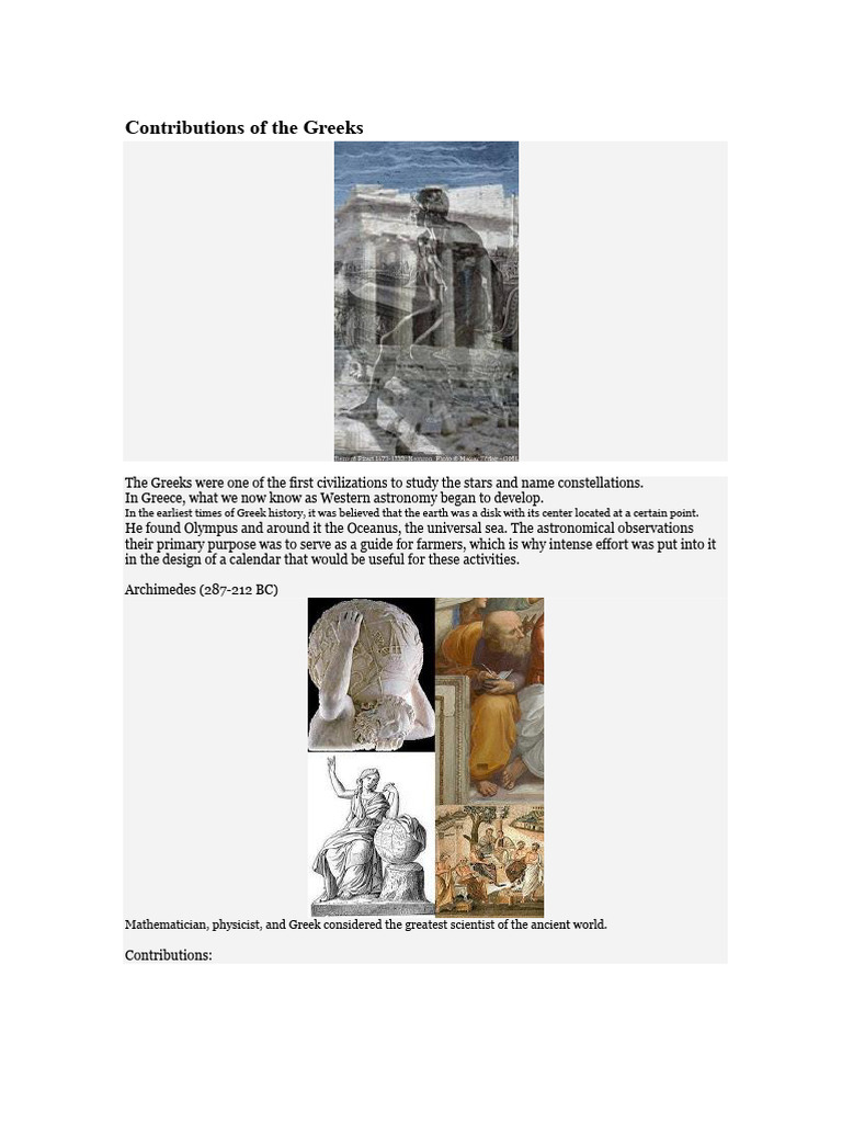 Contributions of The Greeks | PDF | Astronomy | Physical Sciences