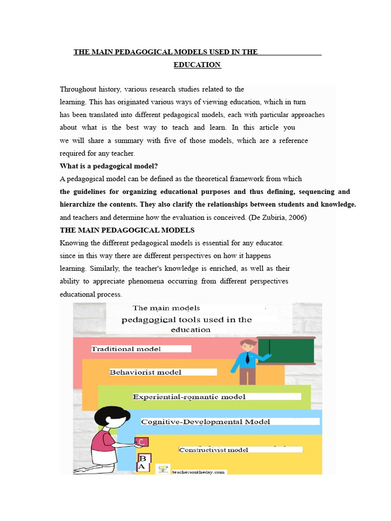 The Main Pedagogical Models Used in Education | PDF | Reflective Practice | Pedagogy