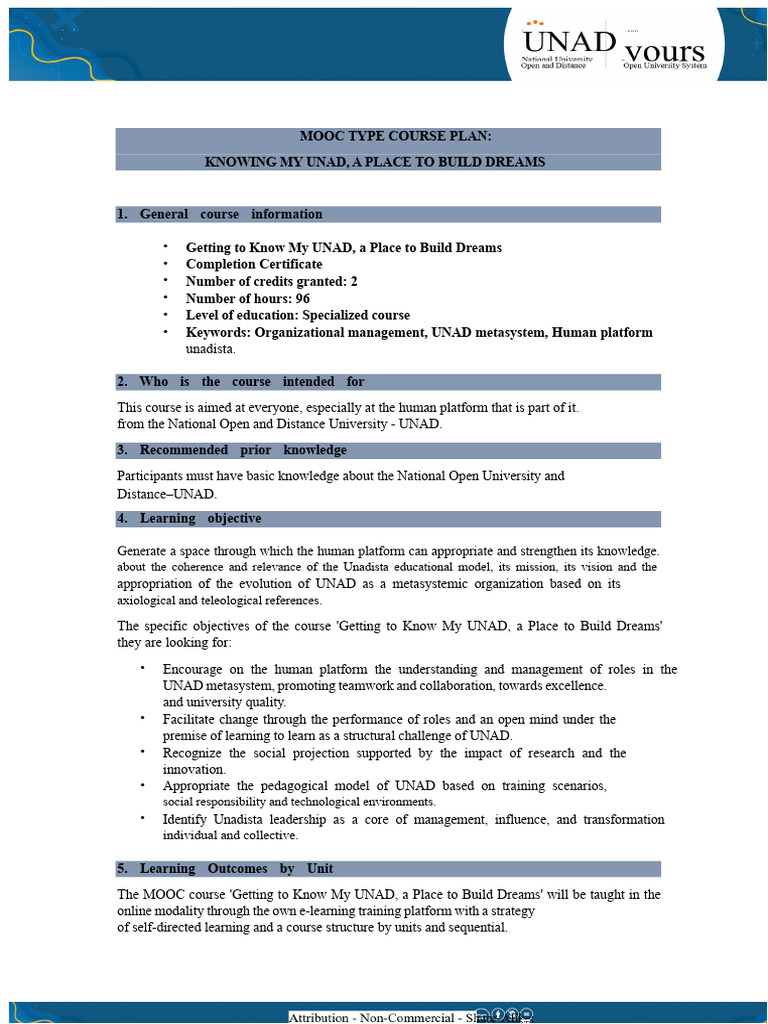 Syllabus of The Course Getting To Know My UNAD, A Place To Build Dreams ...