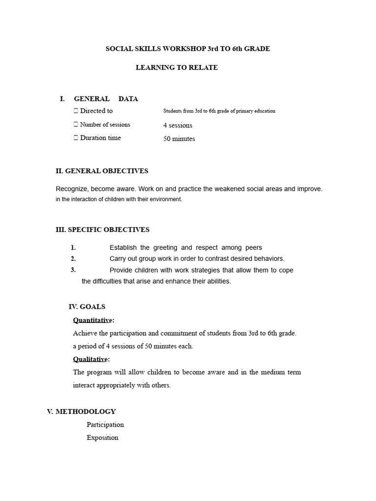 Social Skills Workshop 3 | PDF | Methodology | Beak