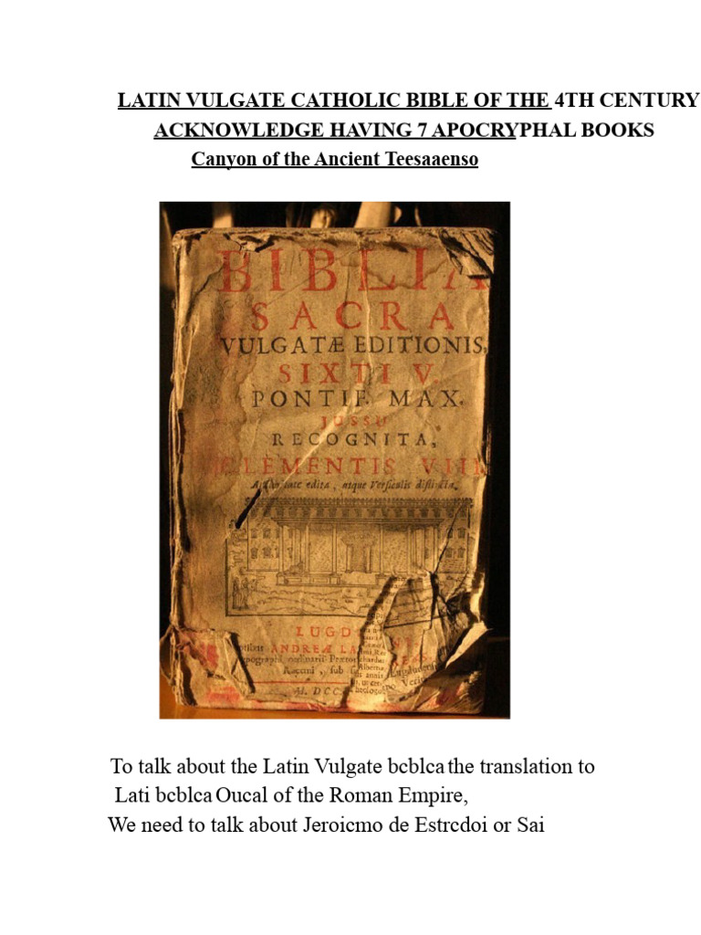Vulgate Latin and The Apocrypha | PDF | Septuagint | Biblical Canon