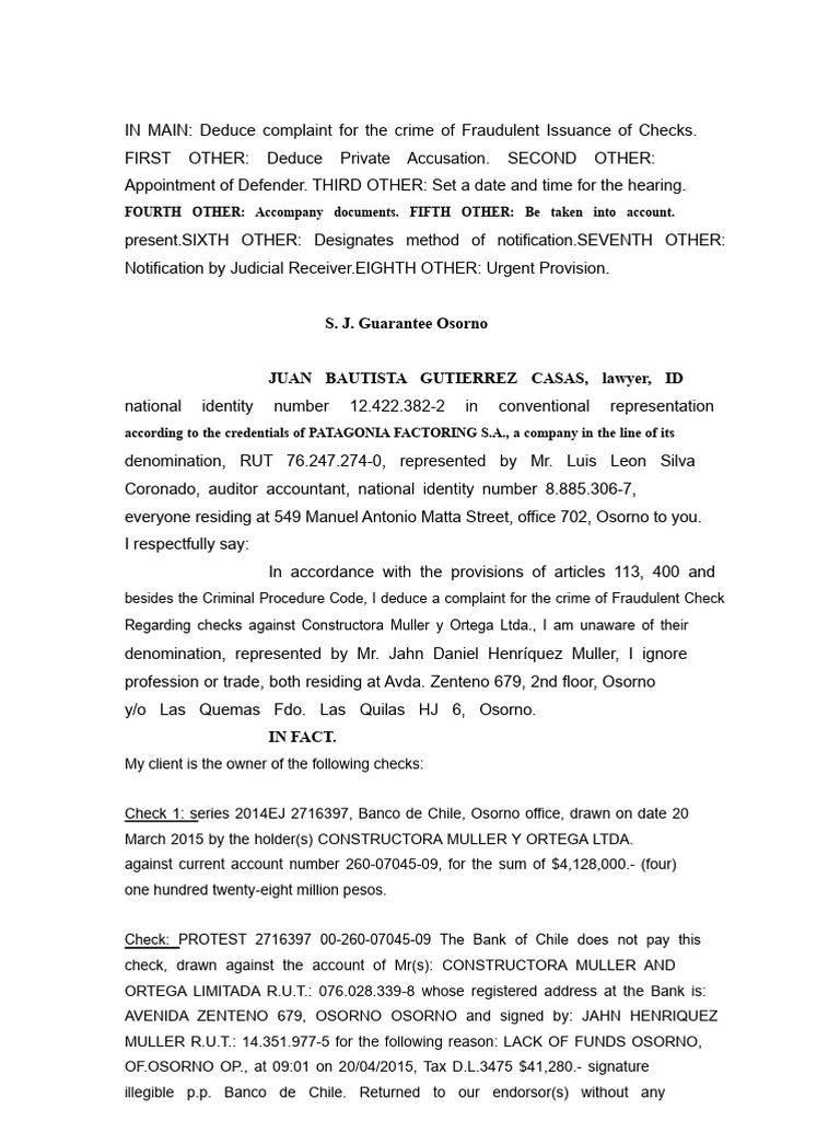 Complaint of Malicious Check Fraud | PDF | Complaint | Fraud