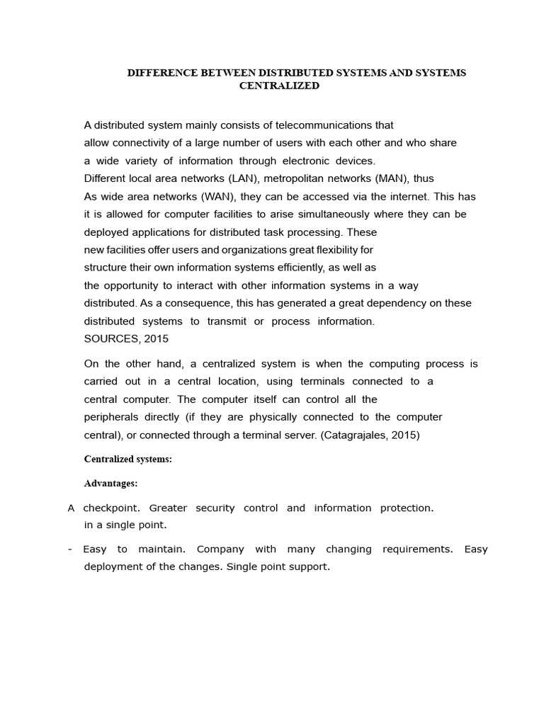 Differentiate Distributed Systems - Centralized Systems | PDF ...
