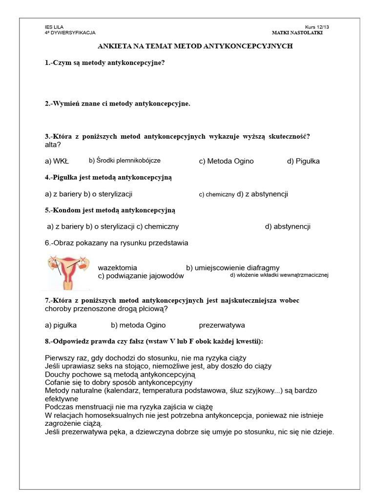 Ankieta Antykoncepcja PDF | PDF