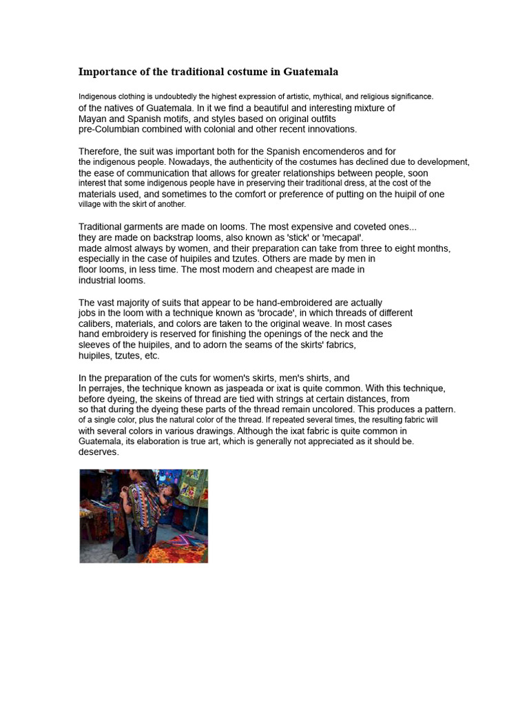 Traditional Costumes of Guatemala | PDF | Softlines (Retail) | Textile Arts