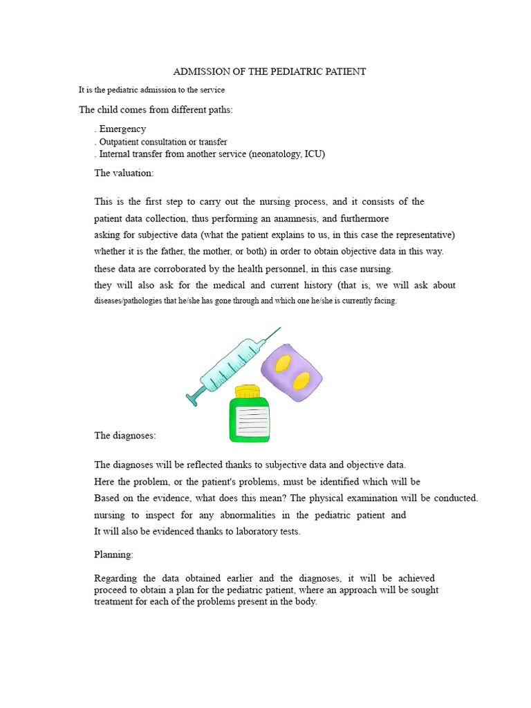 Pediatric Patient Admission Process | PDF | Patient | Pediatrics