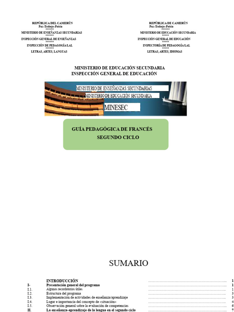 Guía Pedagógica de Francés en Camerún | PDF | Evaluación | Aprendizaje