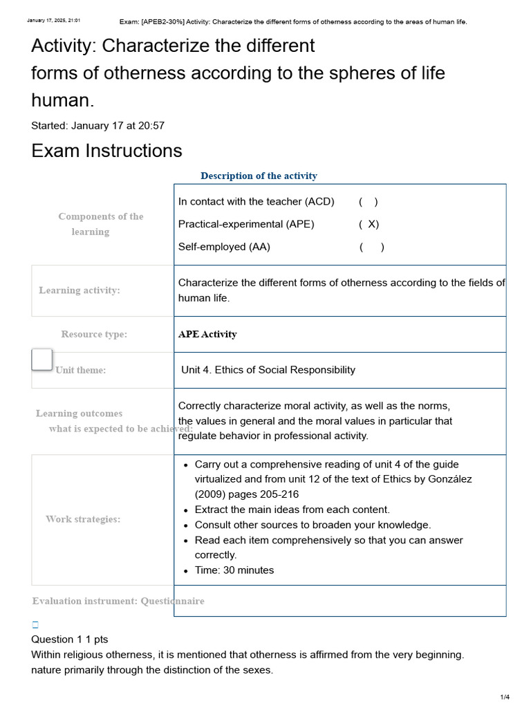 Exam - (APEB2-30) Activity - Characterize The Different Forms of ...