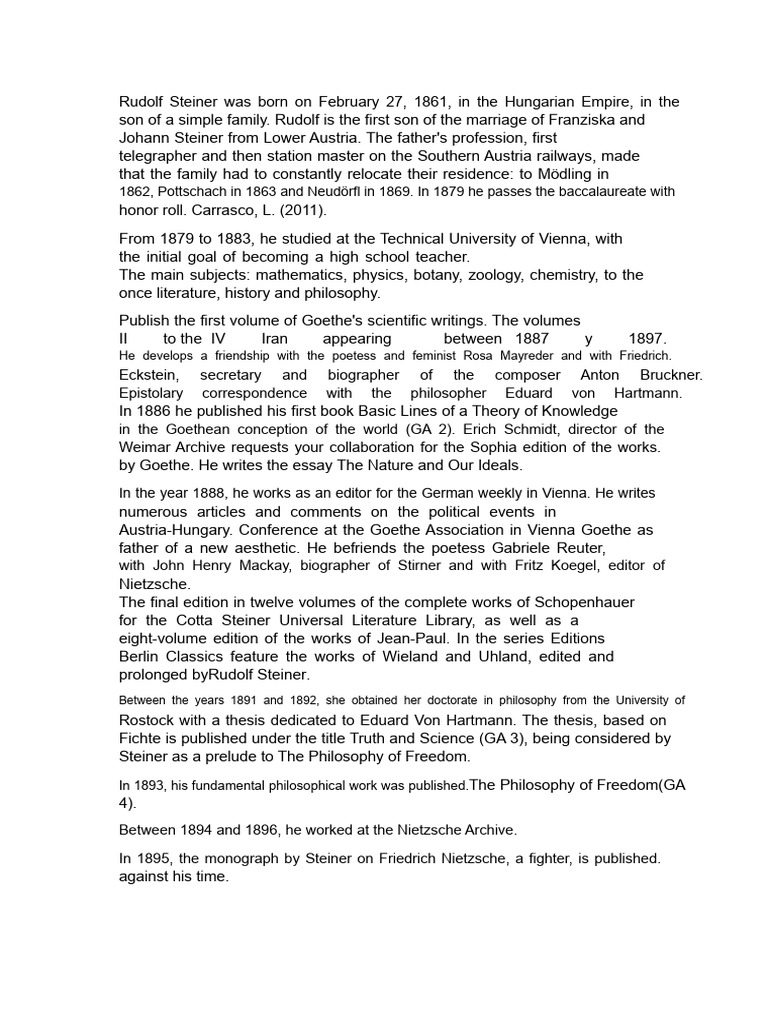 Biography of Rudolf Steiner | PDF | Rudolf Steiner | Johann Wolfgang ...