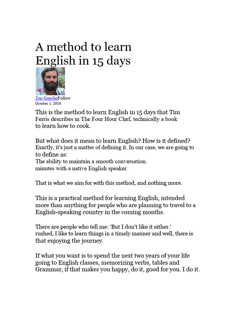 Learn English in 15 Days Method | PDF | English Language | Grammatical ...
