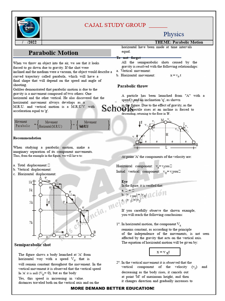 Physics - Academy - Parabolic Motion | PDF | Mechanics | Motion (Physics)