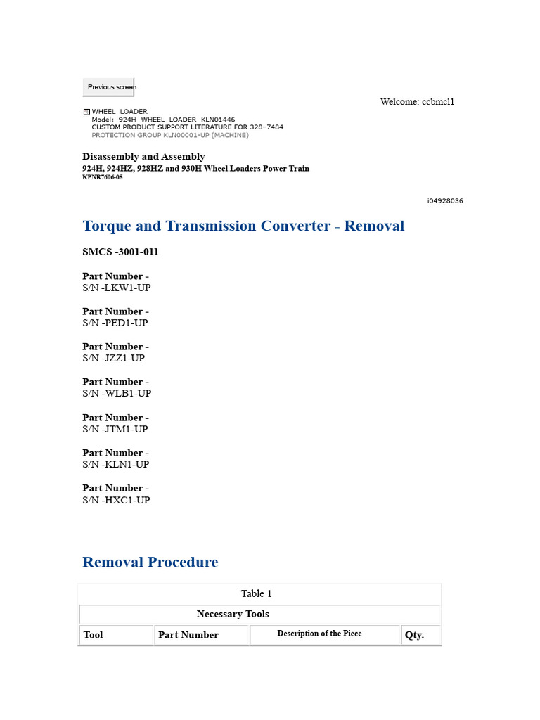 Torque and Transmission Converter - Removal | PDF | Axle | Mechanical ...