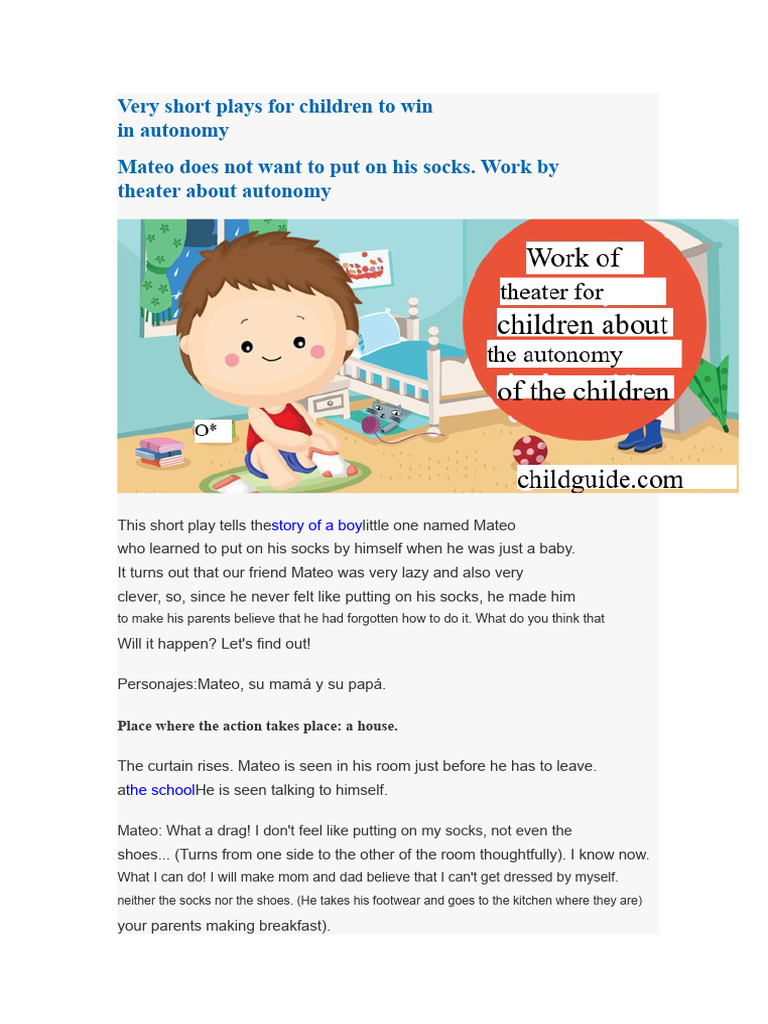 Very Short Plays For Children To Gain Autonomy. | PDF