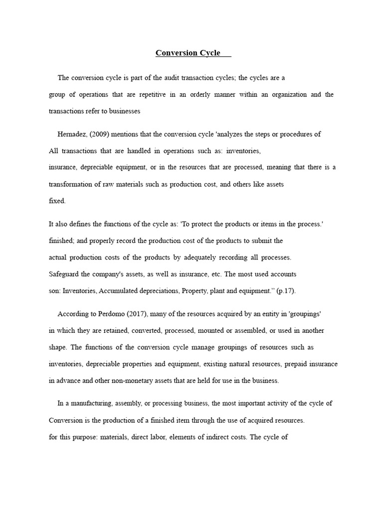 Conversion Cycle | PDF | Inventory | Depreciation