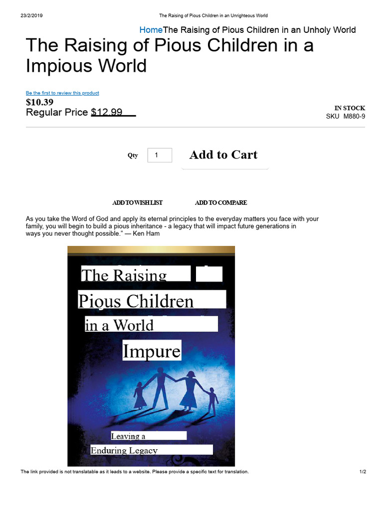 The Raising of Righteous Children in An Impious World | PDF | Theology ...