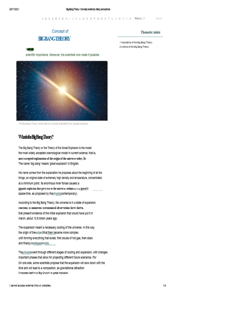 Big Bang Theory - Concept, Evidence, History, and Authors | PDF | Big ...