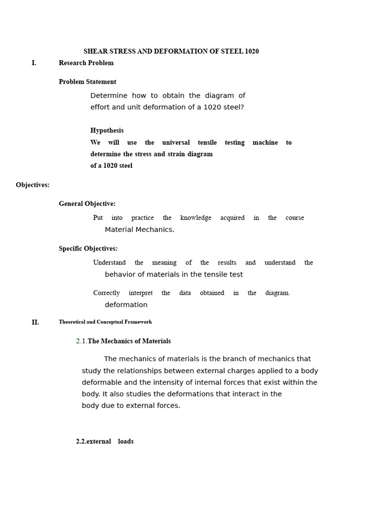 Shear Stress in Steel 1020 Analysis | PDF | Deformation (Engineering ...