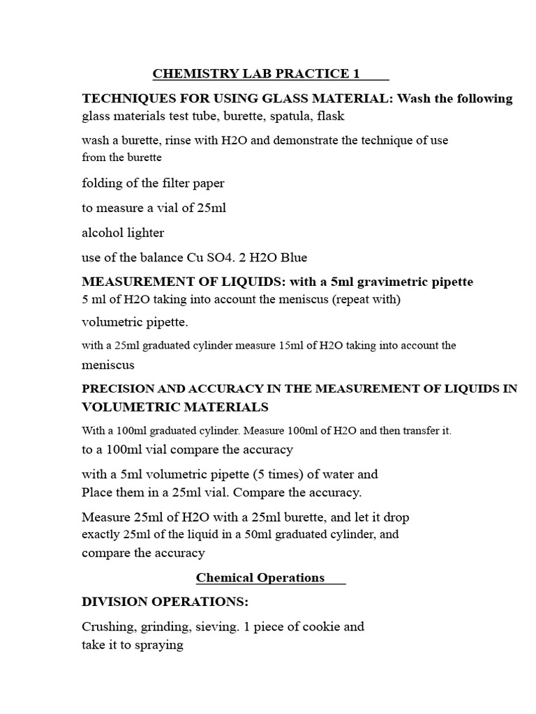 Chemistry Laboratory Practice 1 | PDF