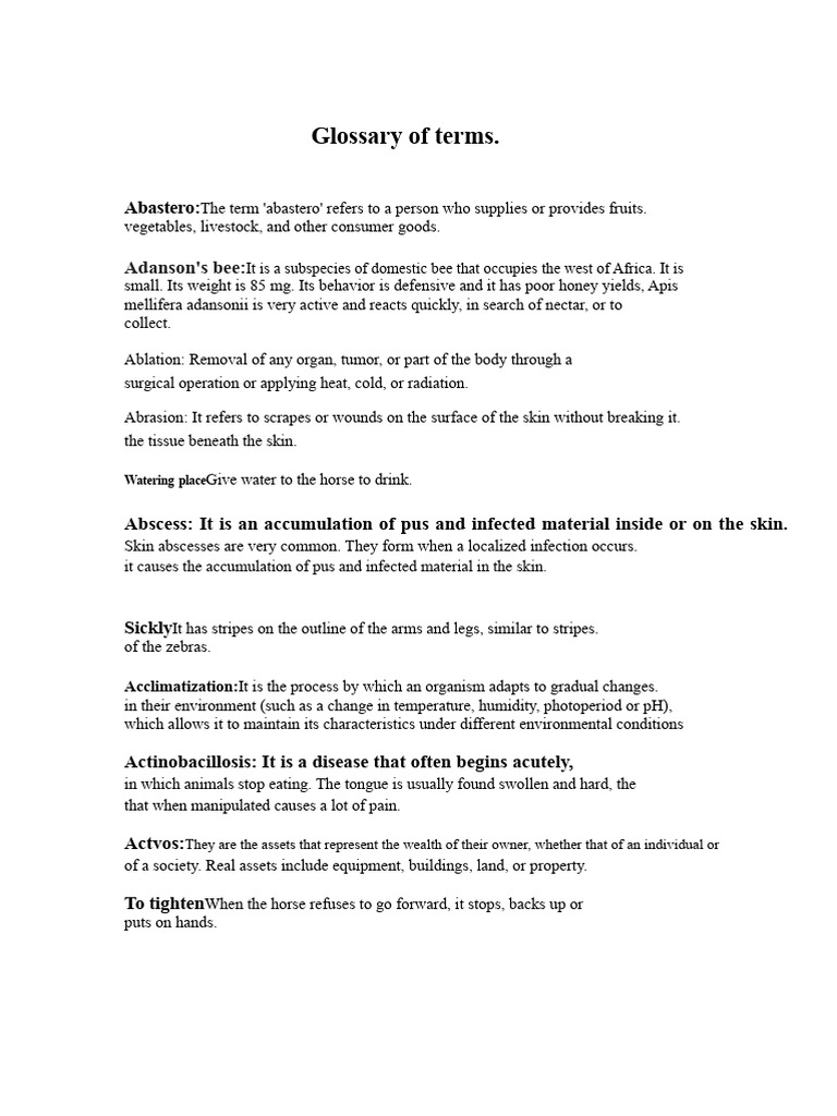 Glossary of Livestock Terms PDF | PDF | Cattle | Horses