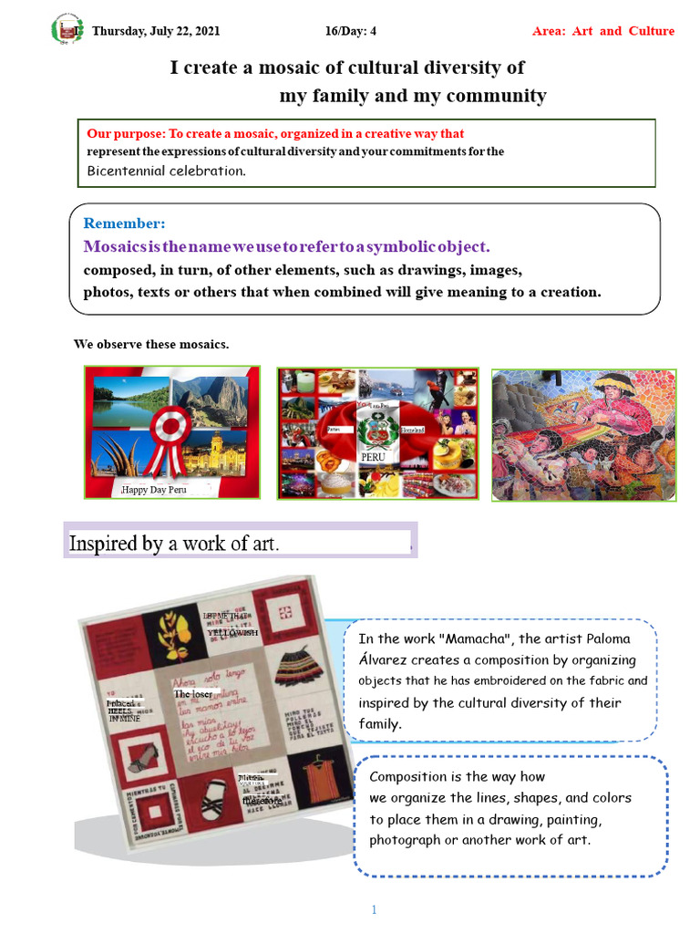 Create a Cultural Diversity Mosaic | PDF | The Arts