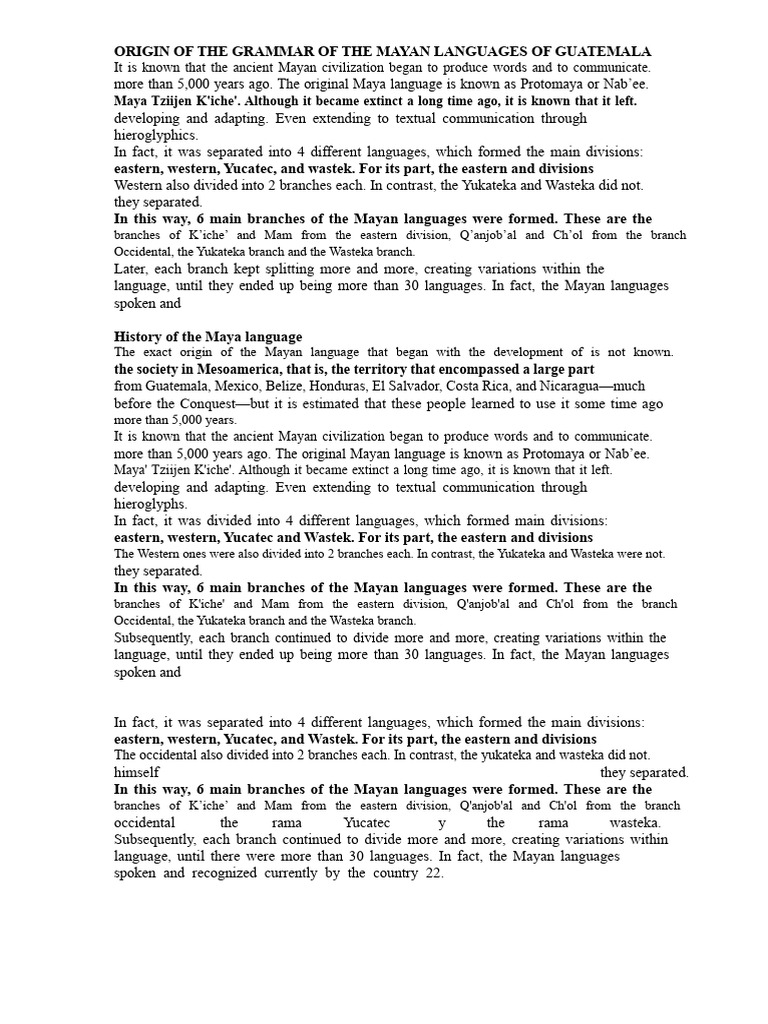 Origin of The Grammar of The Maya Languages of Guatemala ...