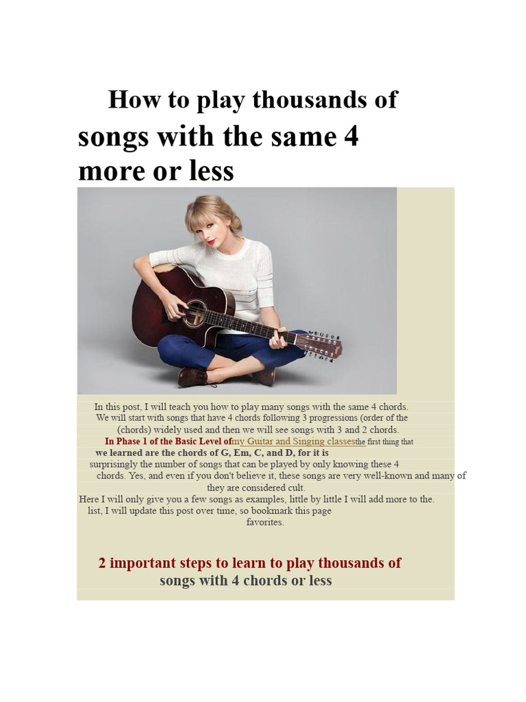 Play 1000+ Songs with 4 Chords | PDF | Popular Music | Sound Recording