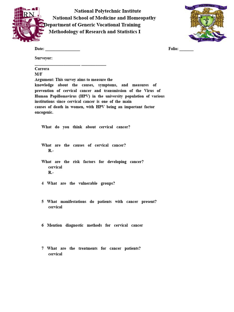 Cervical Cancer Awareness Survey | PDF