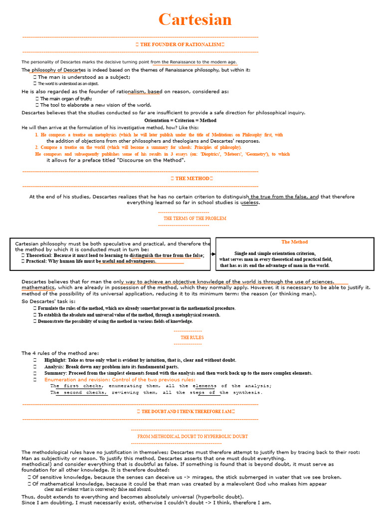 Descartes' Rationalism and Methodology | PDF | René Descartes | Rationalism