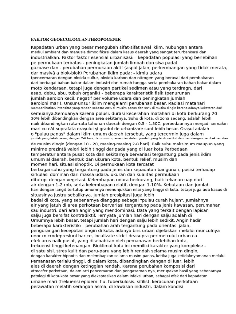 Faktor Geoekologi Antropogenik | PDF