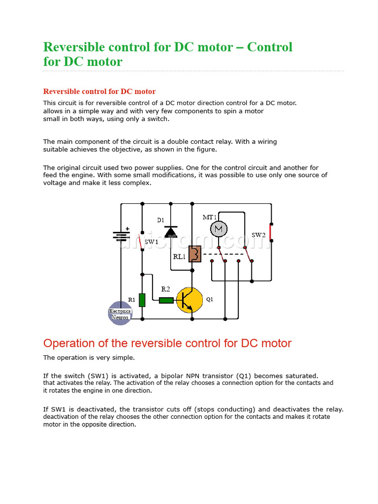 Reversible Control For DC Motor | PDF